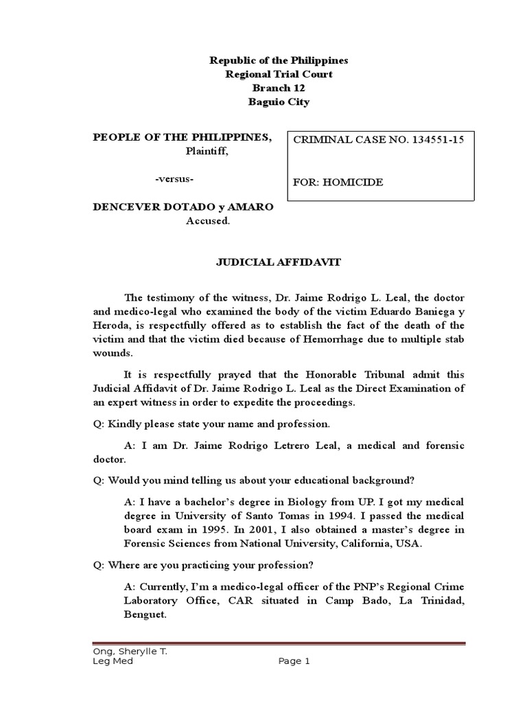 Judicial Affi | PDF | Forensic Science | Crime & Violence