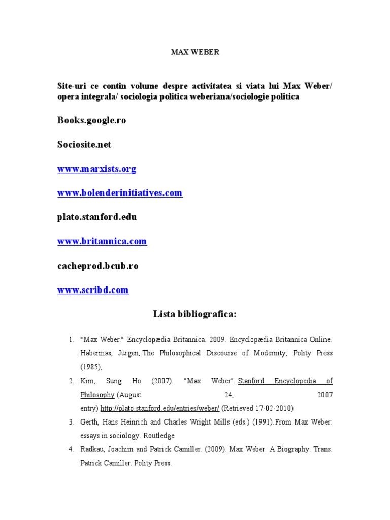 Max Weber Bio | PDF | Max Weber | Sociology
