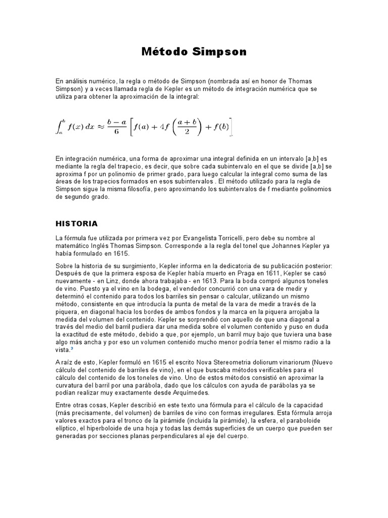 Método Simpson | PDF | Análisis matemático | Análisis