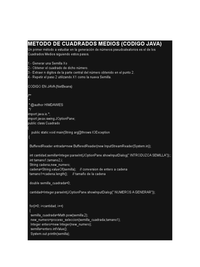 Metodo de Cuadrados Medios | PDF