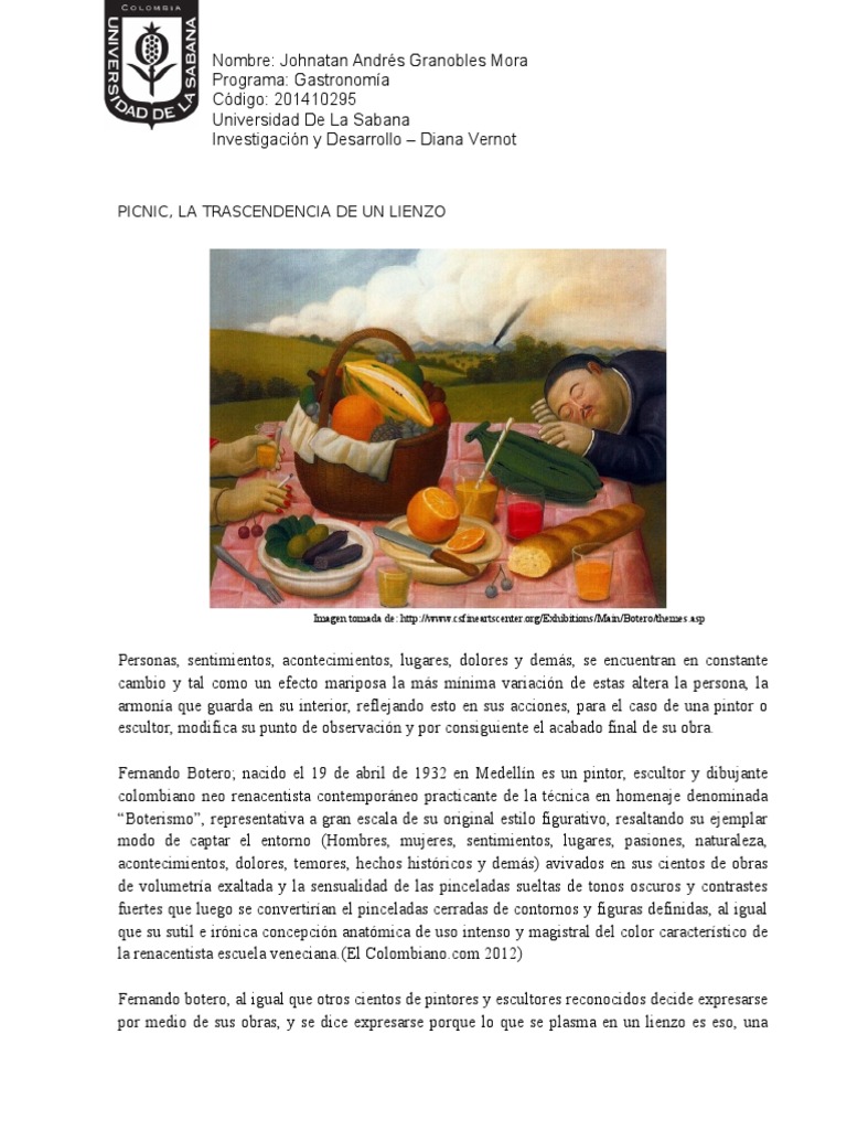 Picnic - Fernado Botero | PDF | Pinturas | Escultura