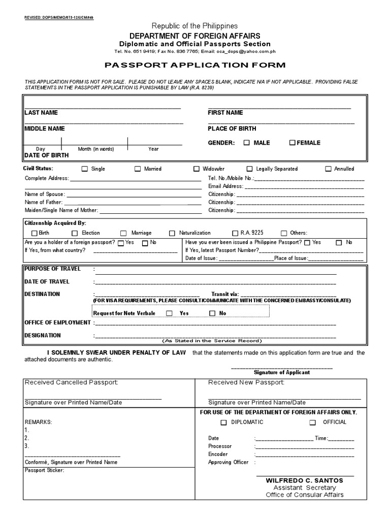 Passport Application Form | PDF | Birth Certificate | Passport