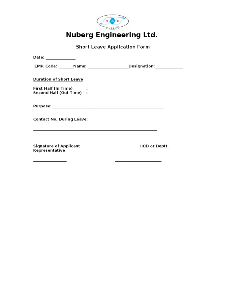 Short Leave Application Form | PDF