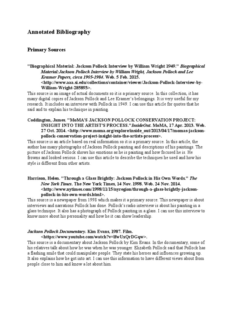 Annotated Bibliography | Paintings | Communication Design