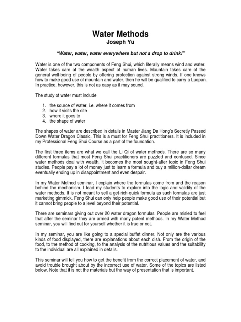 Water Methods | PDF | Feng Shui | China