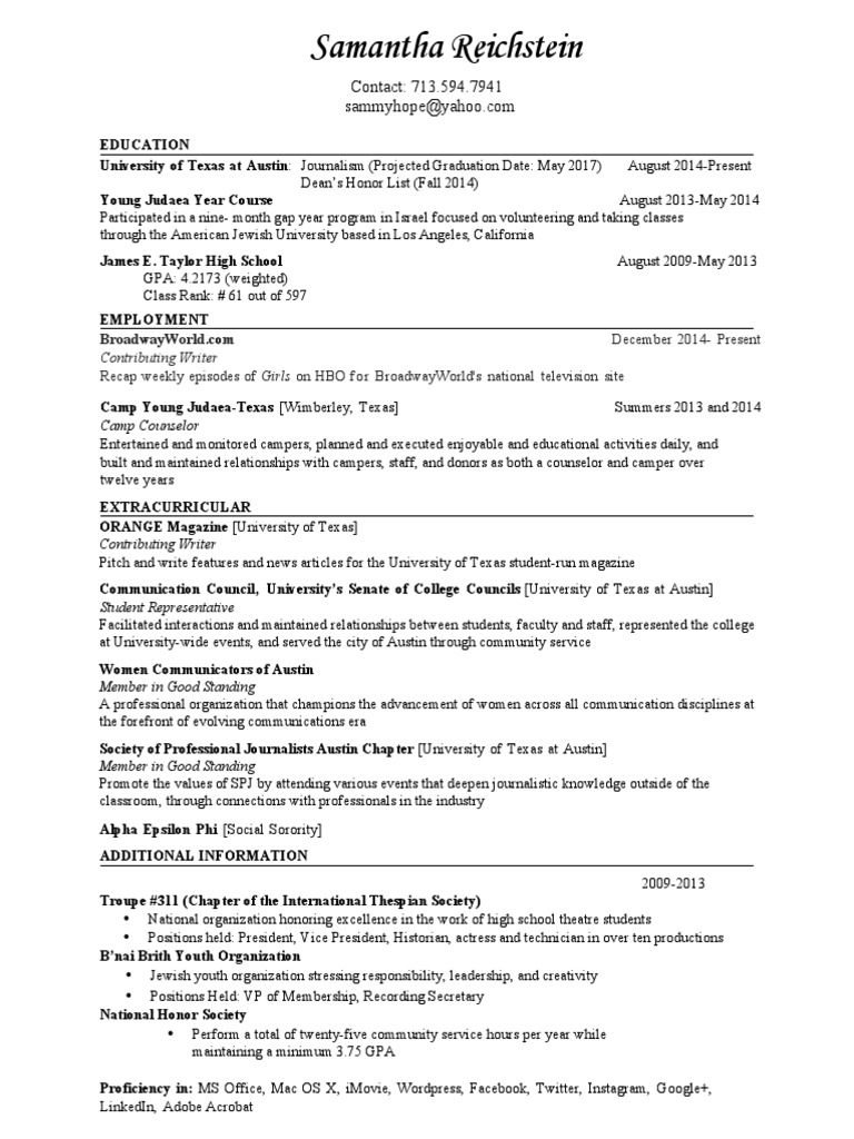 Resume 2015 | PDF | University Of Texas At Austin | Austin