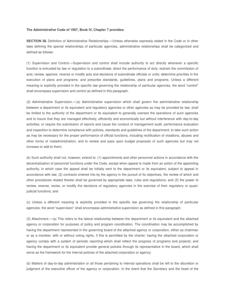 The Administrative Code of 1987 | Regulatory Compliance | Public Law