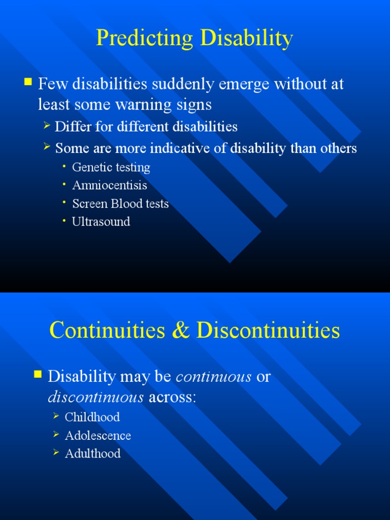 Predicting Disability: Few Disabilities Suddenly Emerge Without at ...