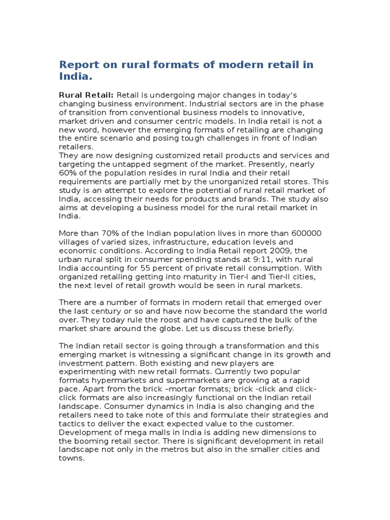 Rural Formats of Modern Retail | PDF | Supermarket | Retail