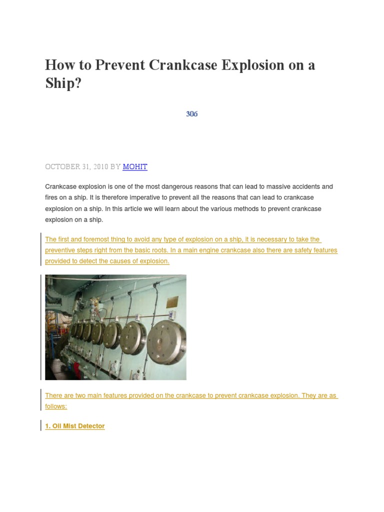 How To Prevent Crankcase Explosion On A Ship | PDF | Corrosion | Metals
