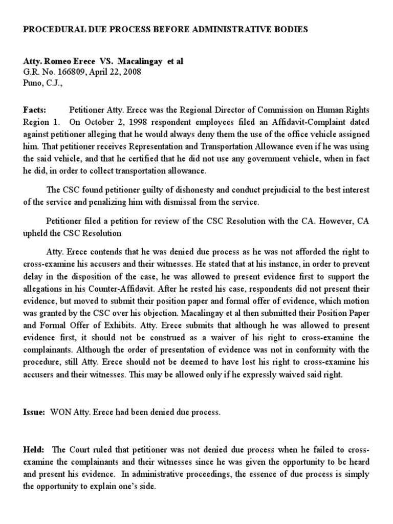 Procedural Due Process Before Administrative Bodies | PDF | Service Of ...