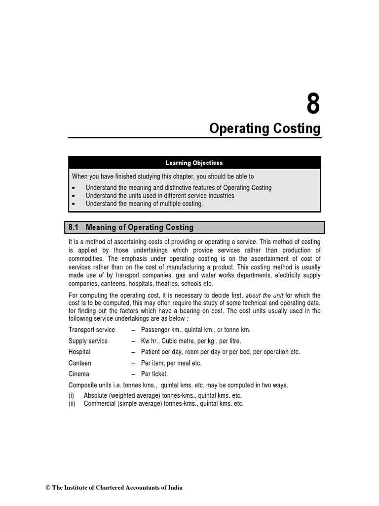 Chapter 8 Operating Costing | PDF | Bus | Kilowatt Hour