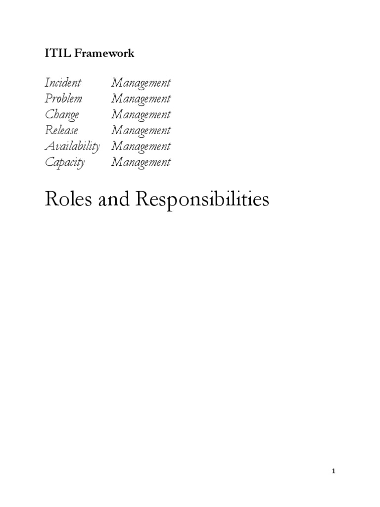 ITIL Processes - Roles & Responsibilities | PDF | Incident Management ...