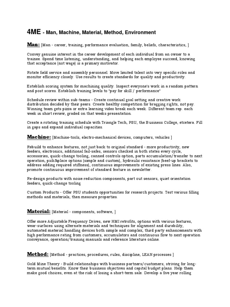 Man, Machine, Material, Method, Environment | PDF | Customer Service ...