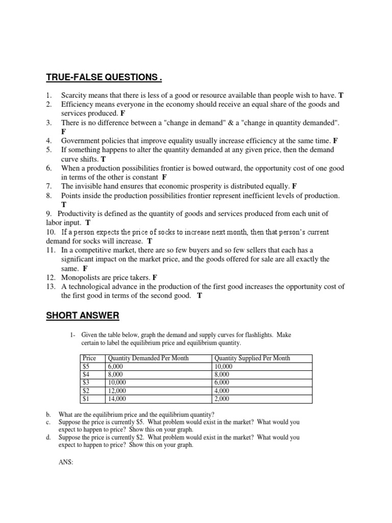 Assignment 1 Model Answer | Download Free PDF | Economic Equilibrium | Demand