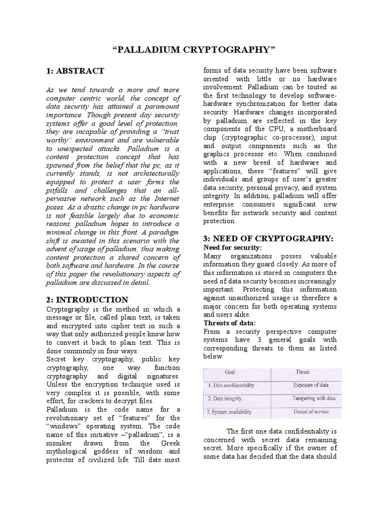 "Palladium Cryptography": 1: Abstract | PDF | Trusted Computing | Cryptography