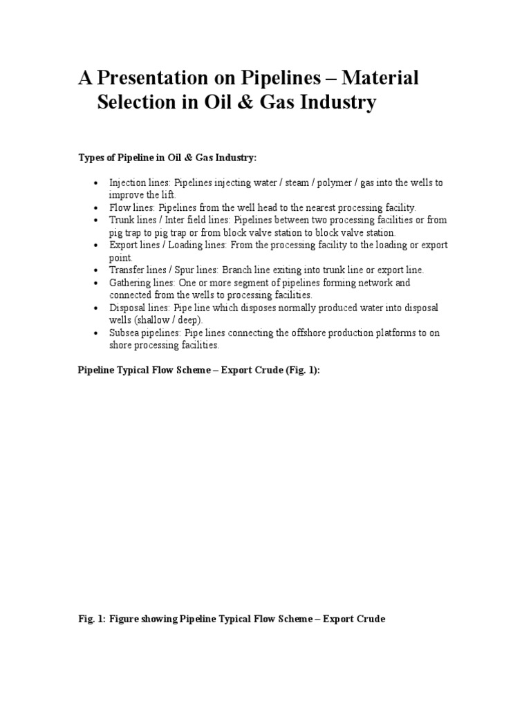 A Presentation On Pipelines-Material Selection | PDF | Pipeline ...