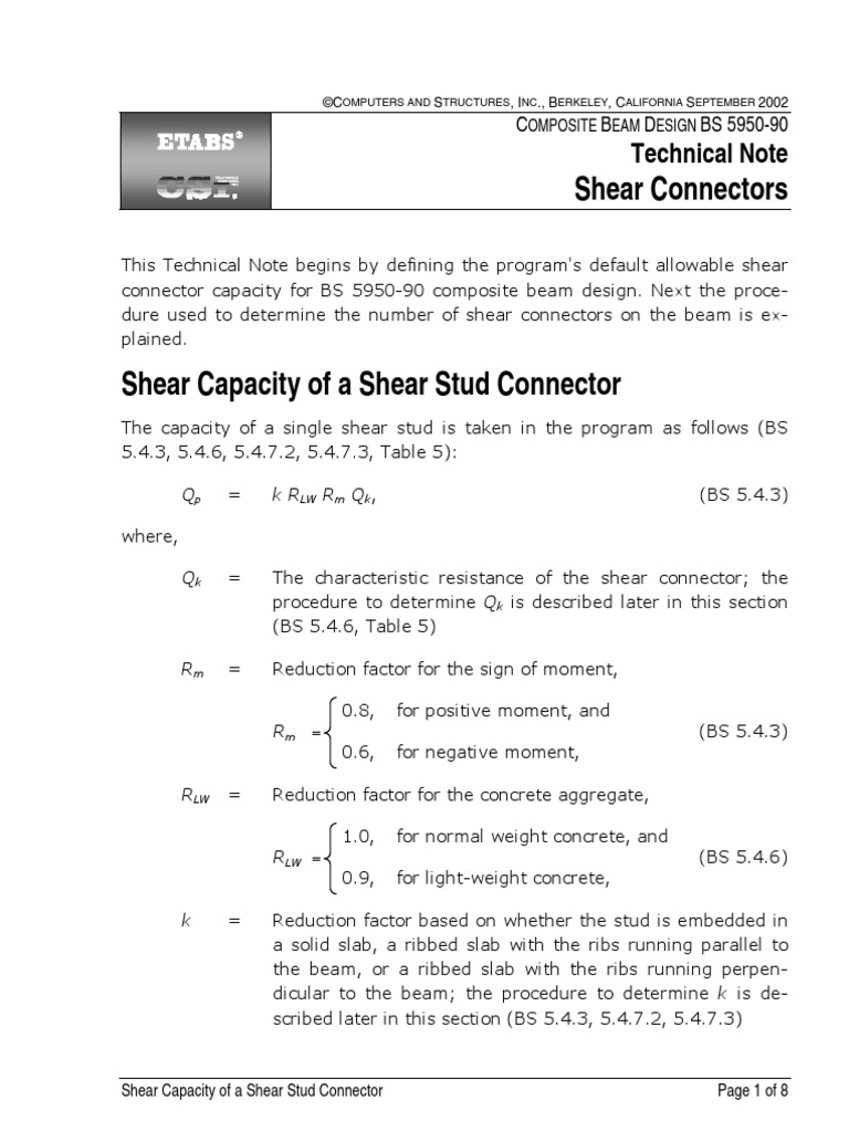 Shear Connectors Design | PDF | Strength Of Materials | Beam (Structure)