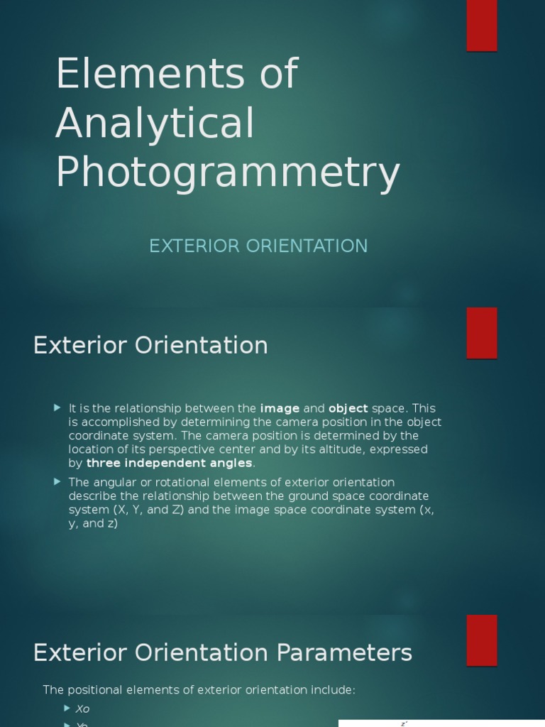 Elements of Analytical Photogrammetry: Exterior Orientation | PDF ...