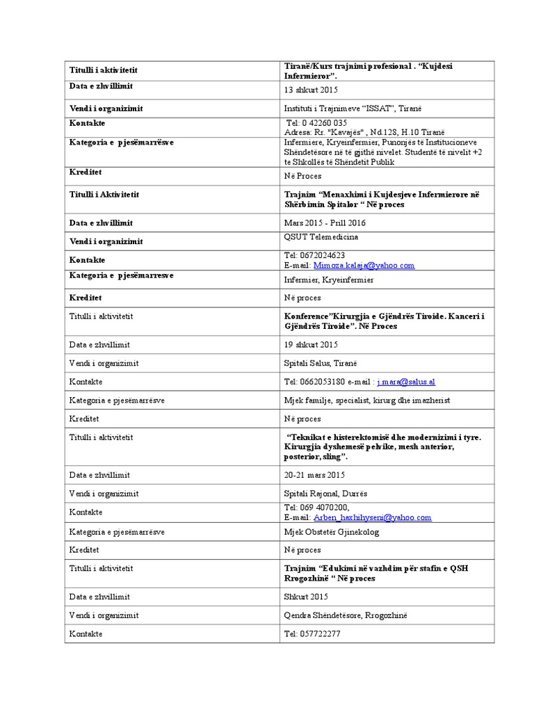 Kursi Me Temë "Kujdesi Infermieror" | PDF