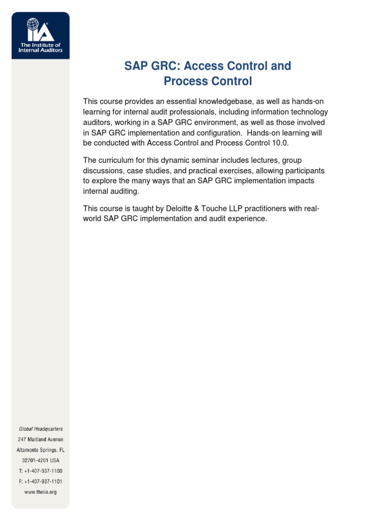 SAP GRC - Access Control and Process Control | PDF | Access Control ...