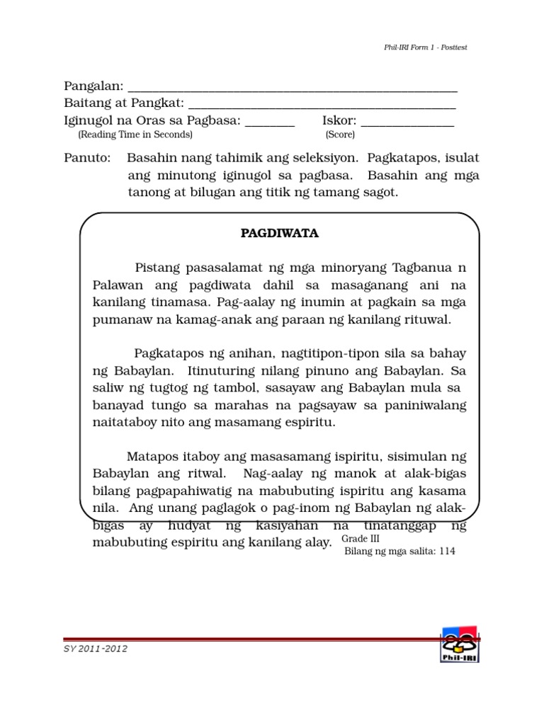 Pagdiwata Grade III | PDF
