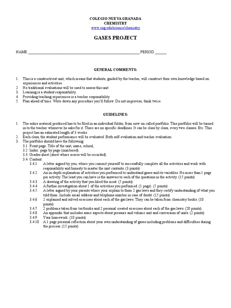 Gases Project: WWW - Cng.edu/science/chemistry | PDF | Gases | Temperature