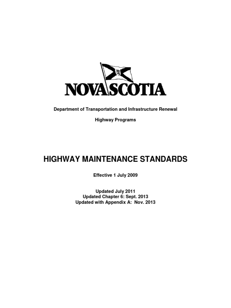 Nova Scotia Highway Maintenance Standards | PDF | Road | Road Surface
