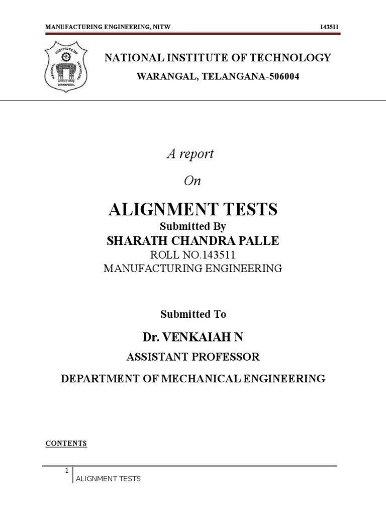 Alignment Test Report | PDF | Machines | Machine Tool