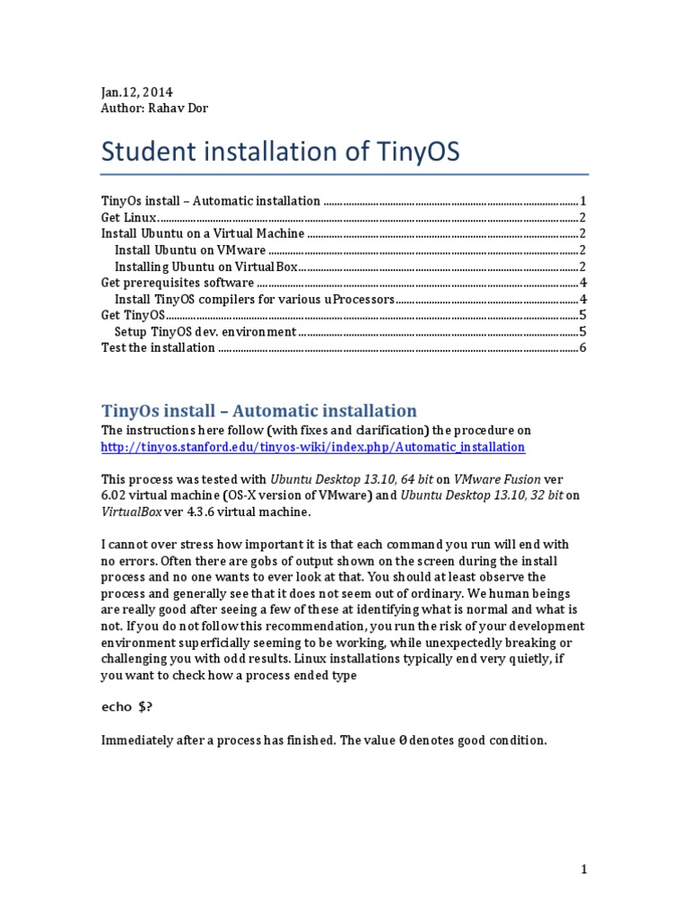 Tinyos Installation | PDF | Ubuntu (Operating System) | Installation (Computer Programs)