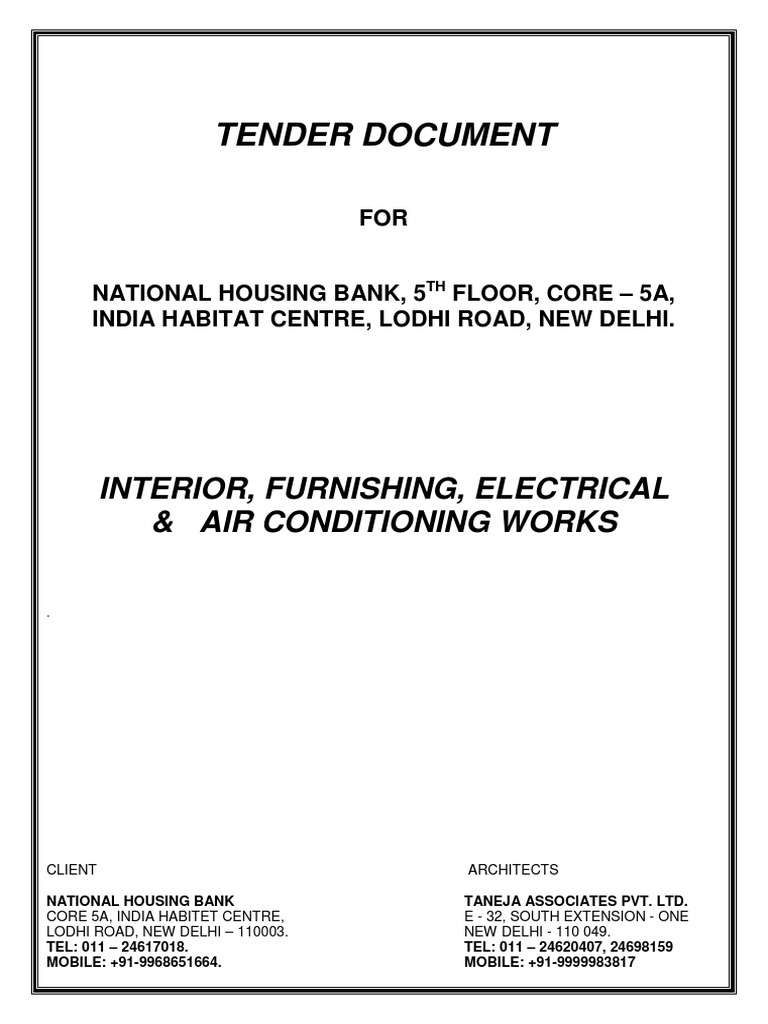 NHB Tender for Interior & Electrical Works | PDF | Request For Proposal ...