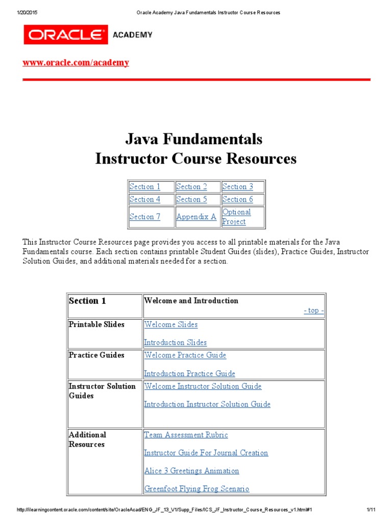 1 Java Fundamentals Instructor Course Resources PDF | PDF | Java ...