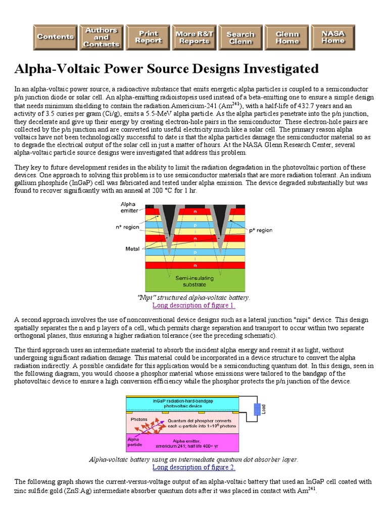 Alpha-Voltaic Power Source Designs | PDF | Solar Cell | Radiation
