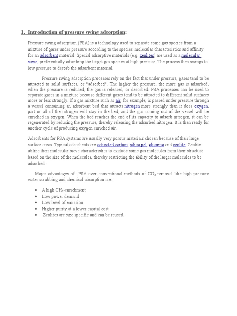 Introduction of Pressure Swing Adsorption | PDF