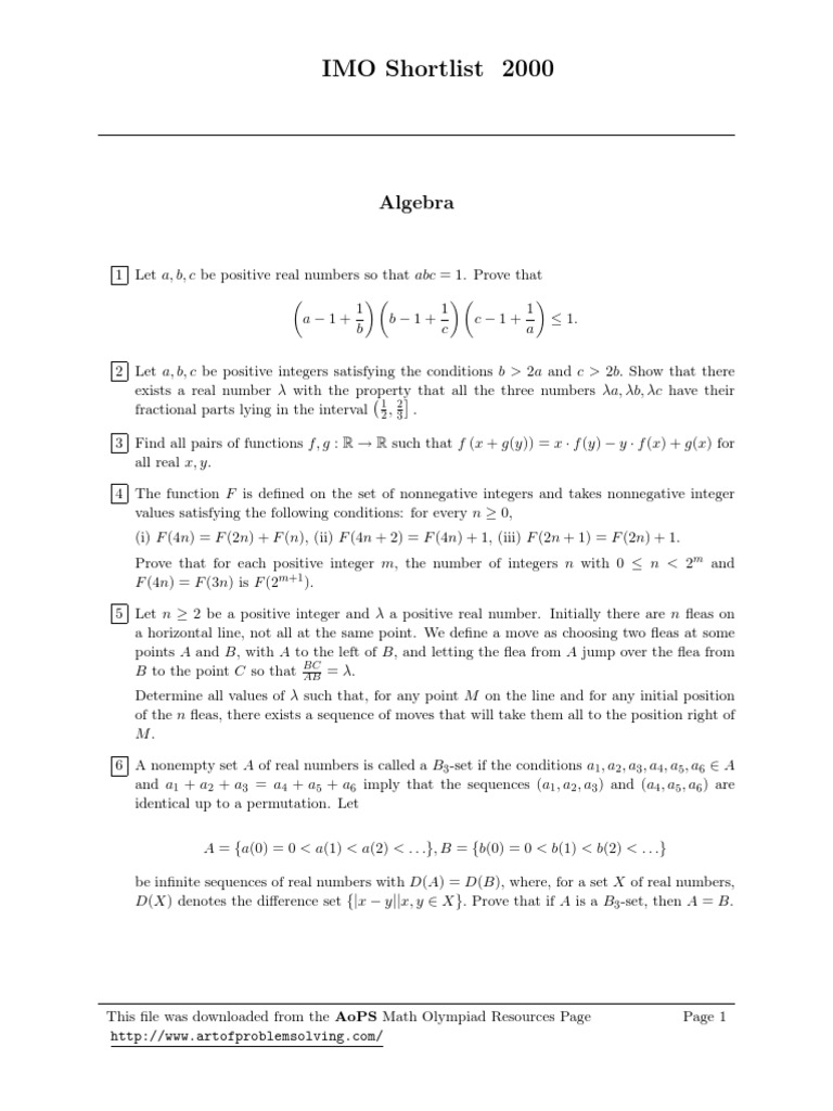 International Competitions IMO Shortlist 2000 17 | PDF | Triangle | Euclid