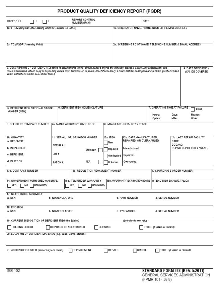 Product Quality Deficiency Report (PQDR) | PDF | Business