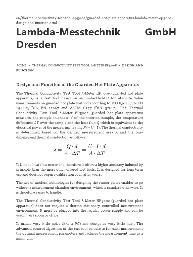 Guarded Hot Plate Apparatus | Download Free PDF | Thermal Conductivity ...