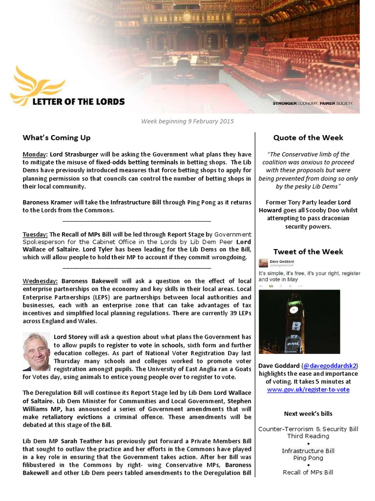 Letter of The Lords 9 February | PDF | House Of Lords | Conservative ...