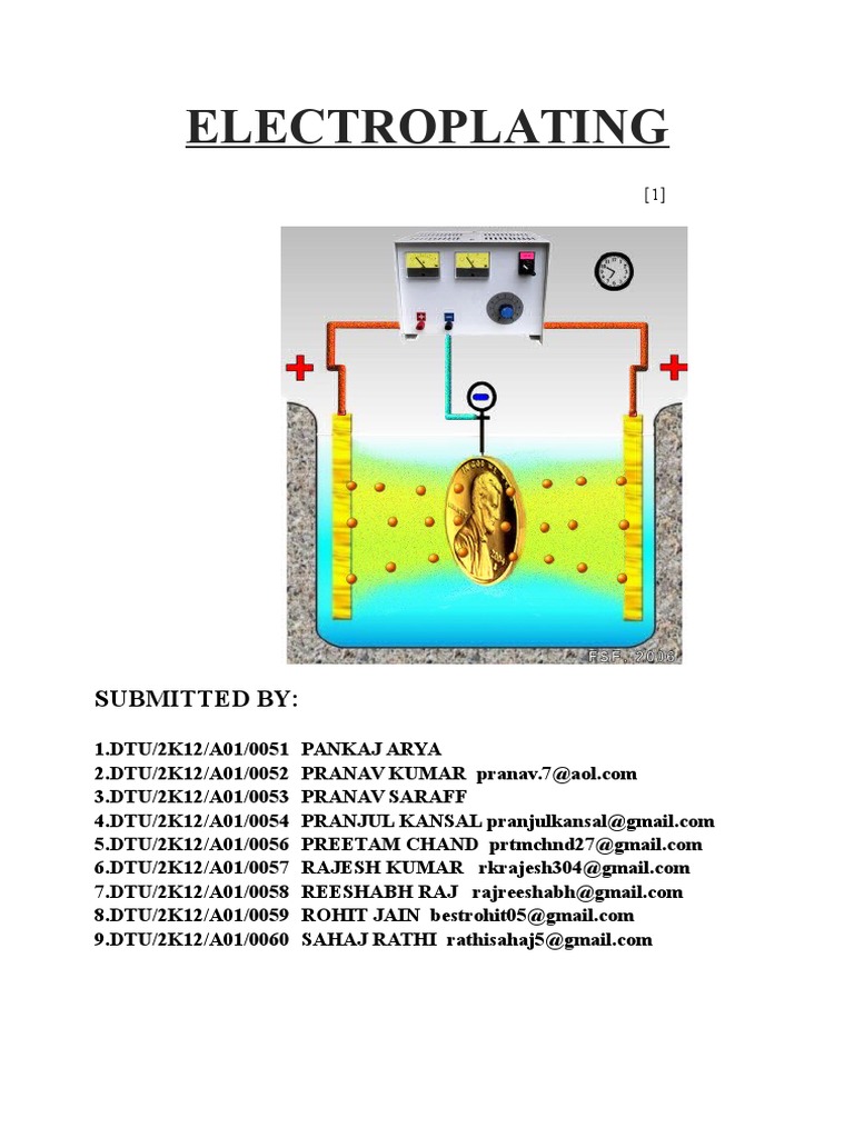 A Comprehensive Report on the Process of Electroplating Submitted by ...