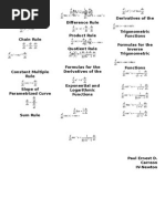 Calculus 1 Derivative Formulas Sheet | PDF