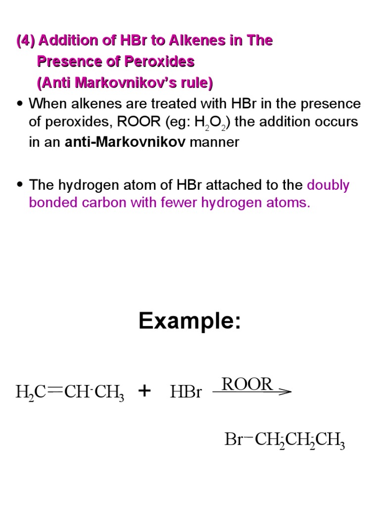 Anti-Markovnikov HBr Addition Guide | PDF | Alkene | Atoms