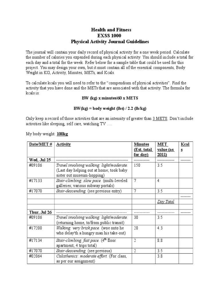 Physical Activity Journal Guidelines Online - Doc 0 | PDF | Physical ...