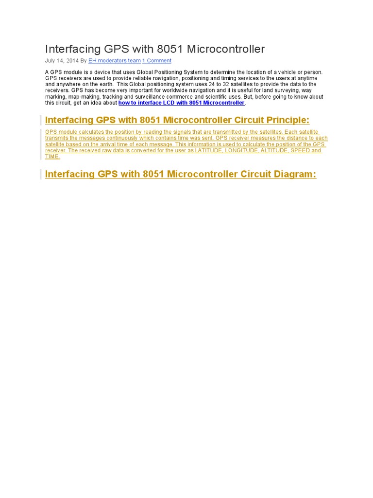 Interfacing Gps With 8051 Microcontroller Pdf Global Positioning
