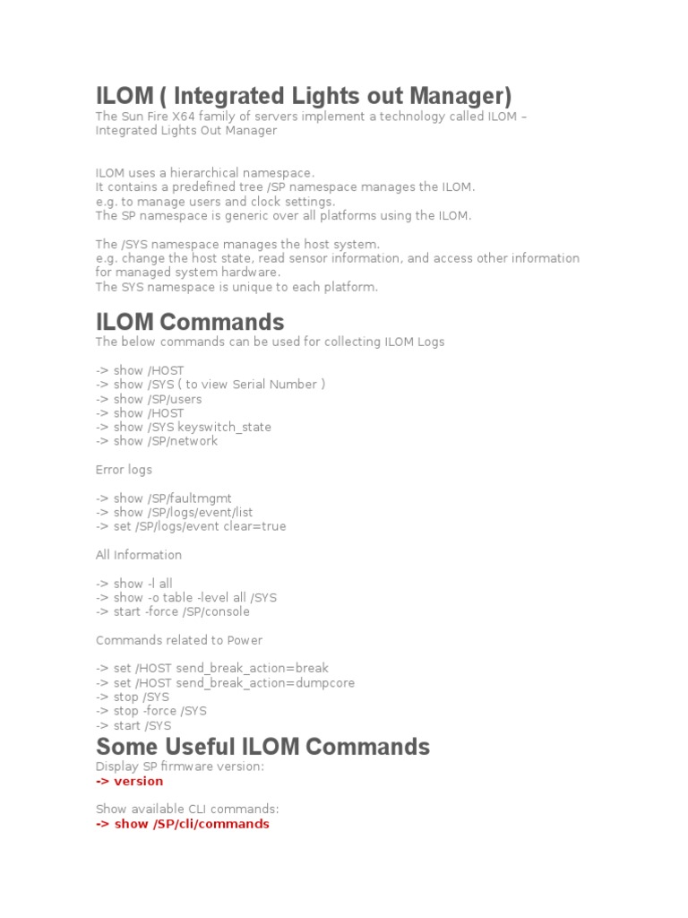 Ilom Integrated Lights Out Manager Version Pdf Command Line