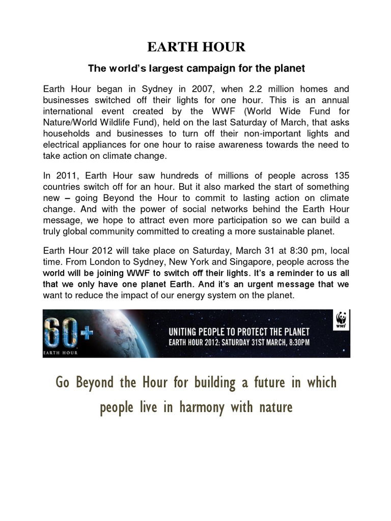 Earth Hour: A Global Climate Initiative | PDF
