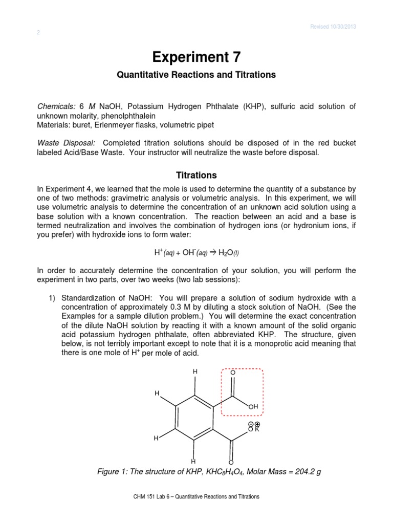 Quantitative Reactions and Titrations Experiment | PDF | Titration ...