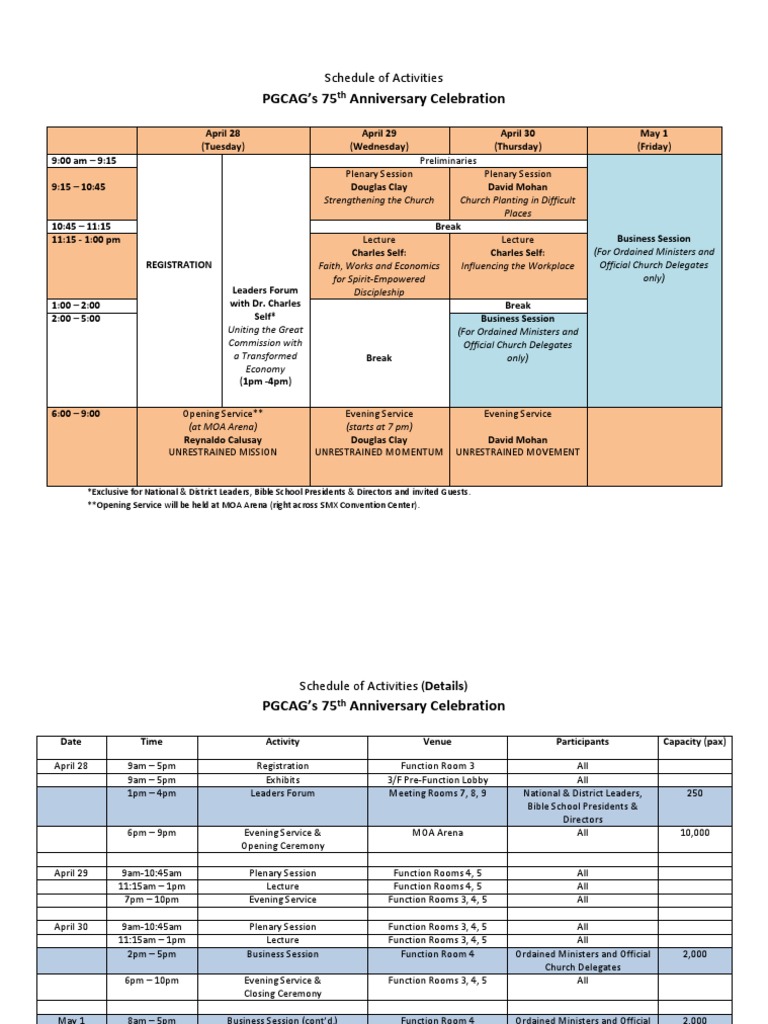 PGCAG 75th Anniversary Schedule of Activities | PDF