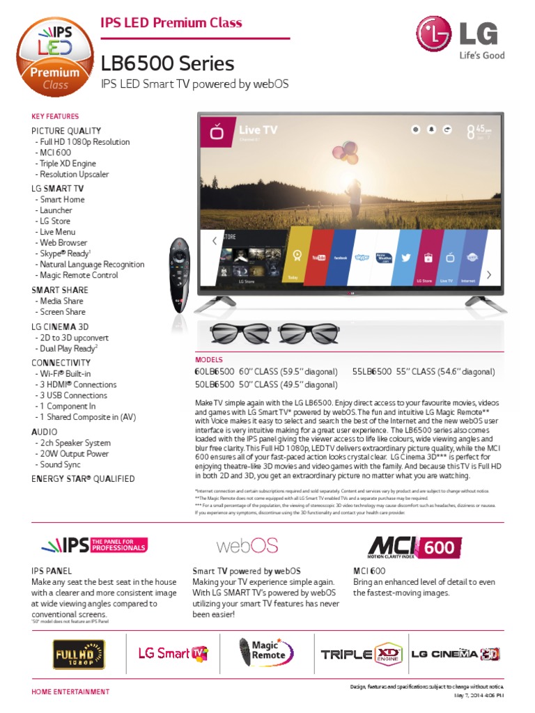 LG Electronics-328292323-LB6500 Series Spec Sheet ENG | PDF ...