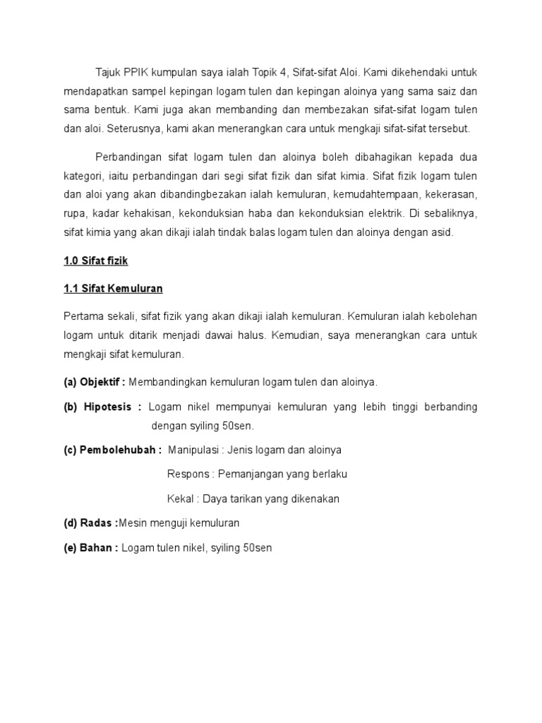 PPIK 2 Sifat Logam Tulen Dan Aloi | PDF