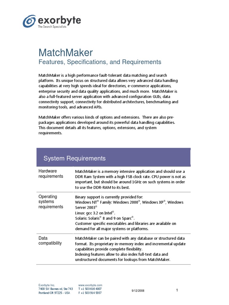 MatchMaker Features | PDF | Application Programming Interface | Web ...
